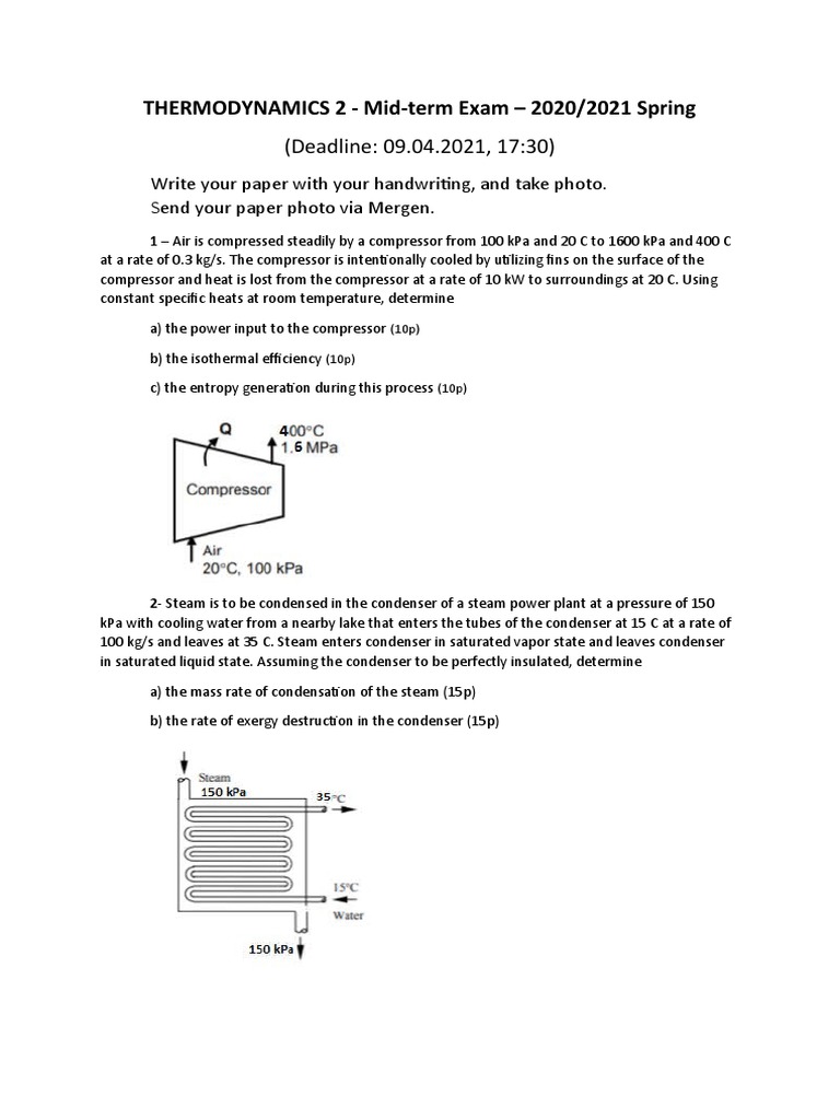 Mid-Term Exam - Thermodynamics 2 | PDF | Teaching Methods & Materials | Science & Mathematics
