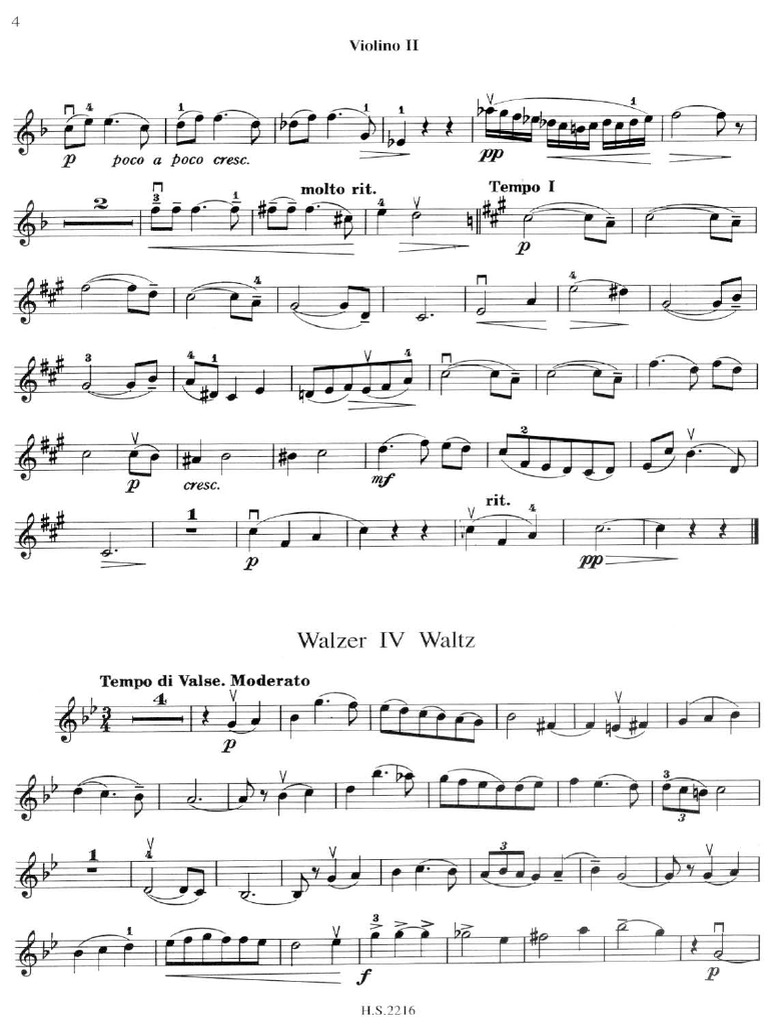 Shostakovich 5 Pieces For 2 Violins (Waltz) - Violin 2 | PDF