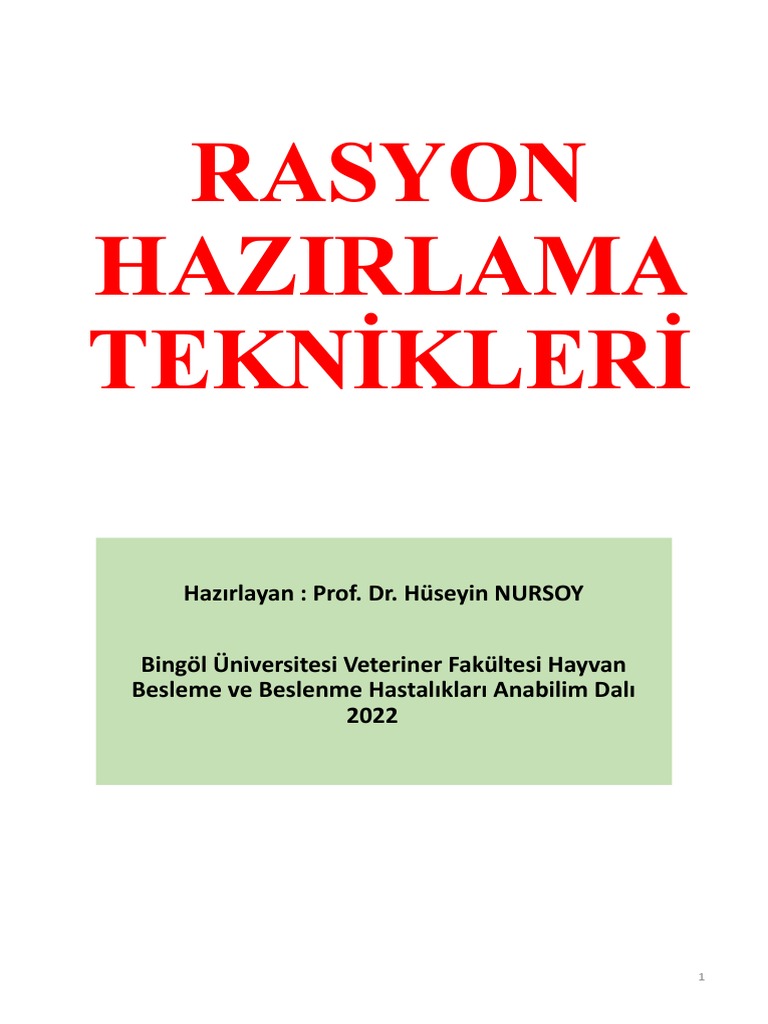 Rasyon Hazırlama Teknikleri | PDF