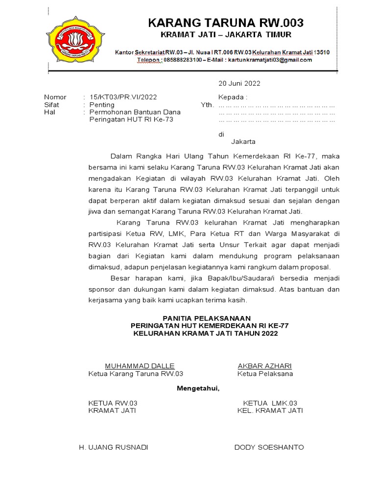 Proposal Hari Kemerdekaan RW.03 | PDF