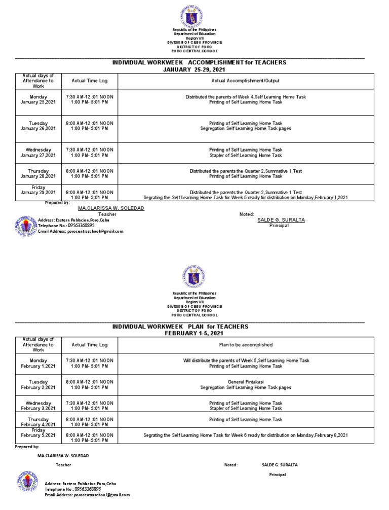 Work Week Plan | PDF