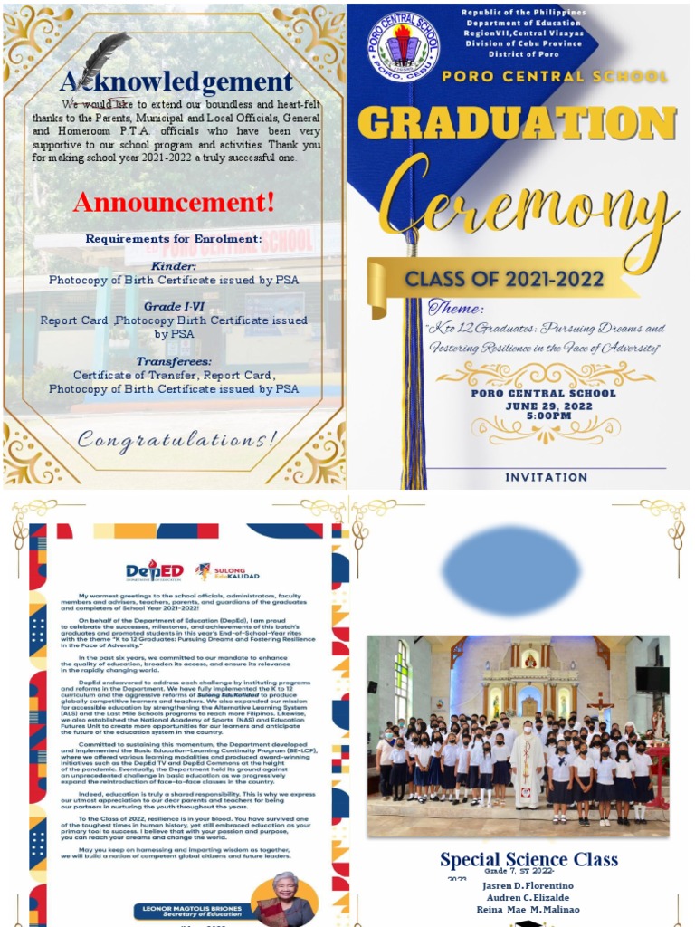 Poro Central School Graduation 2022 | PDF | Language Arts & Discipline ...
