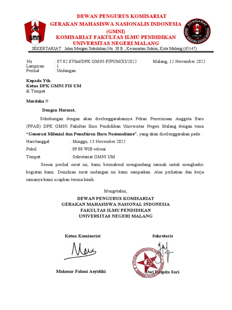 Undangan PPAB GMNI FIP UM | PDF