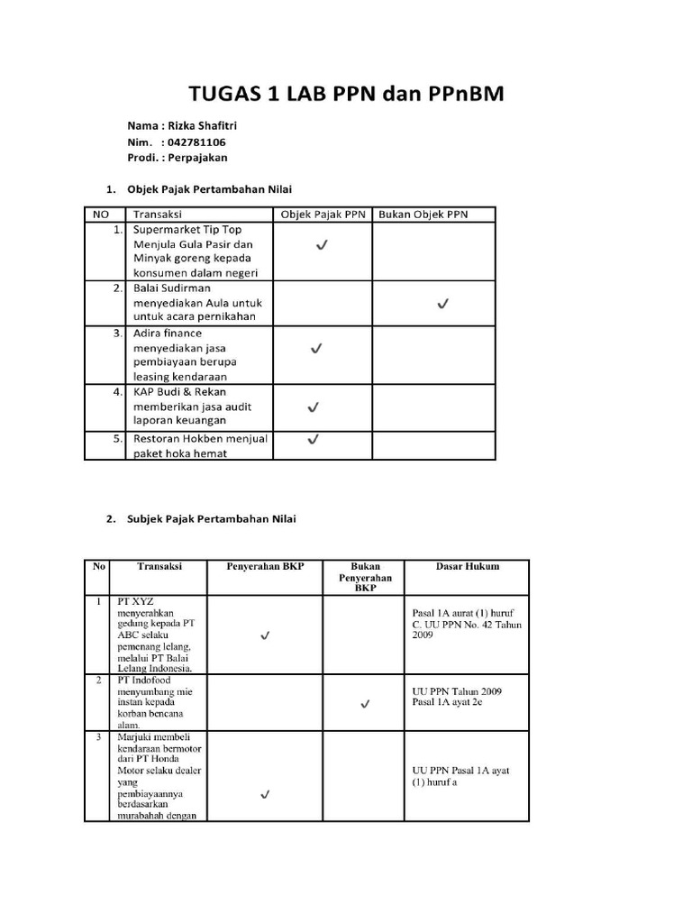 Tugas 1 Lab PPN Dan PPNBM | PDF