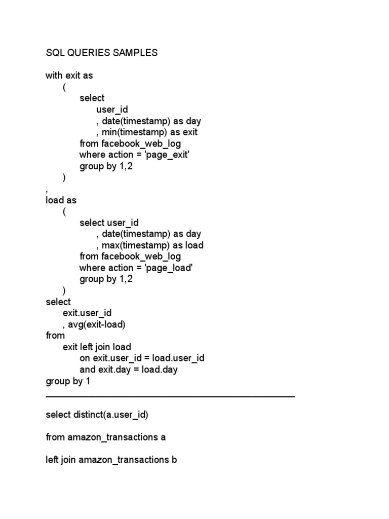 Sample SQL Query | PDF Sample SQL Query | PDF