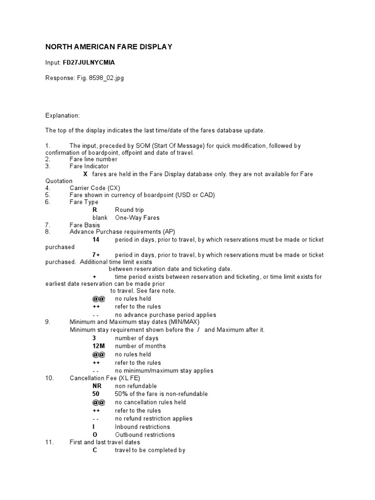 NORTH AMERICAN FARE DISPLAY Codes Galileo PDF