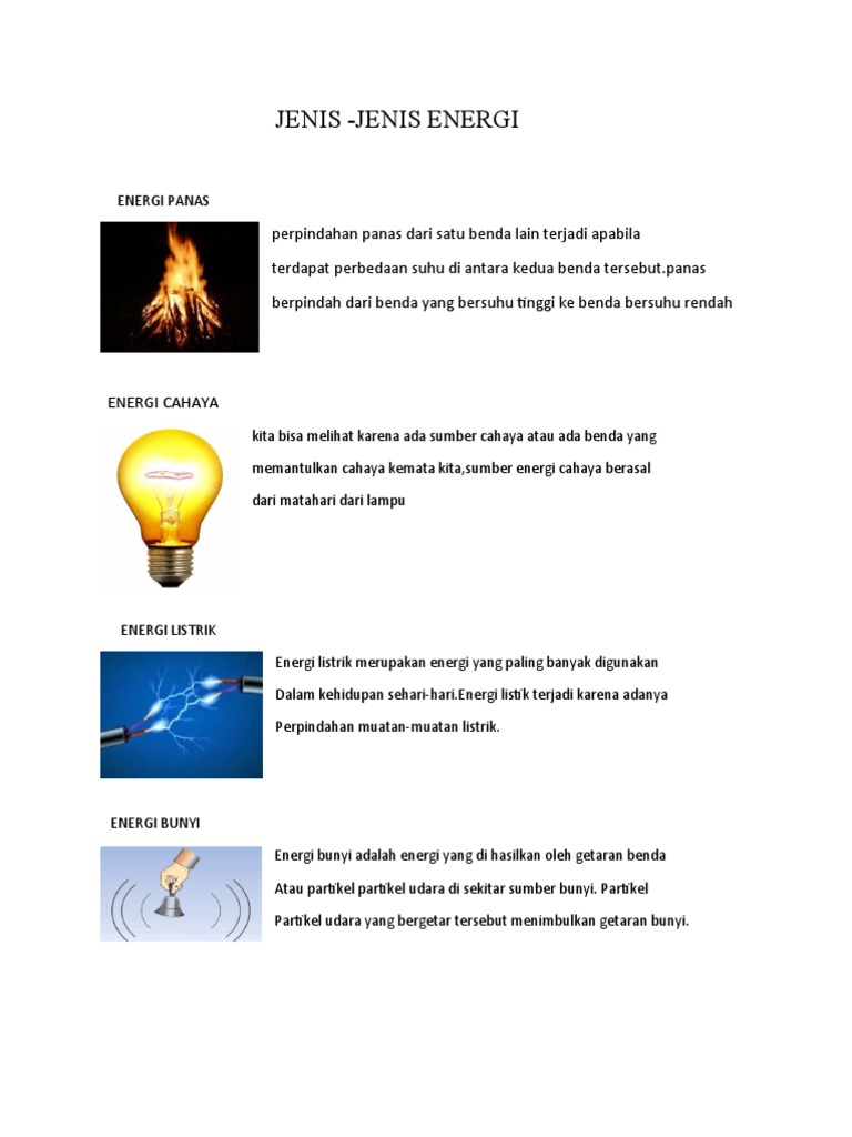 Jenis-Jenis Energi dan Contohnya | PDF | Dewasa Muda