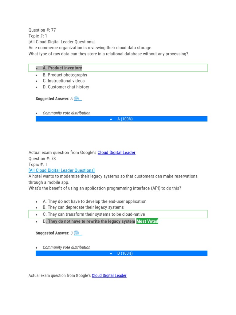 ToPrint ExamTopics 77 - 100 | PDF | Cloud Computing | Databases
