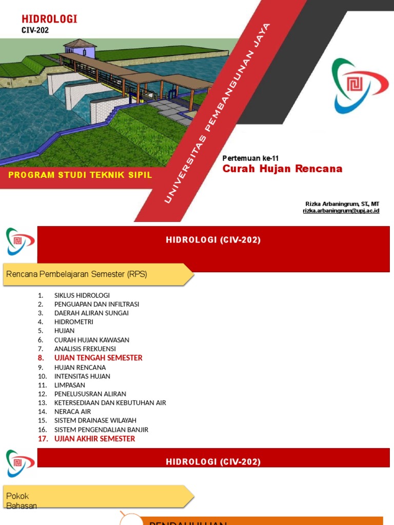 Slide CIV 202 CIV 202 P11 Hujan Rencana Dikonversi | PDF