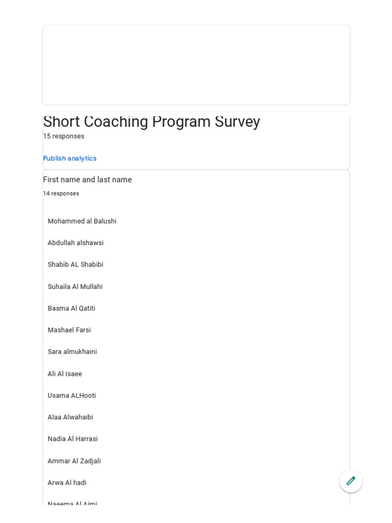 Short Coaching Program Survey | PDF | Behavior Modification ...