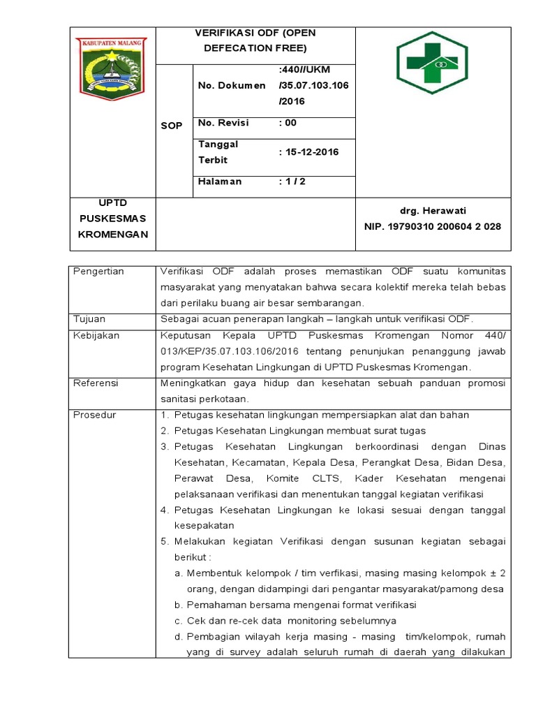 Verifikasi Odf Open Defecation Free Pdf