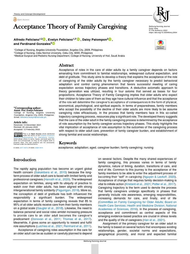 Acceptance Theory of Family Caregiving | PDF