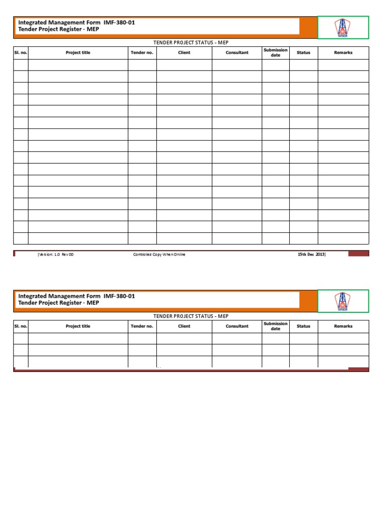 Imf-380-01 Tender Status | PDF