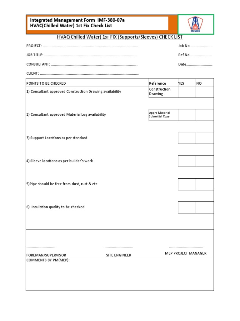Imf-380-07 1ST Fix Check List | PDF