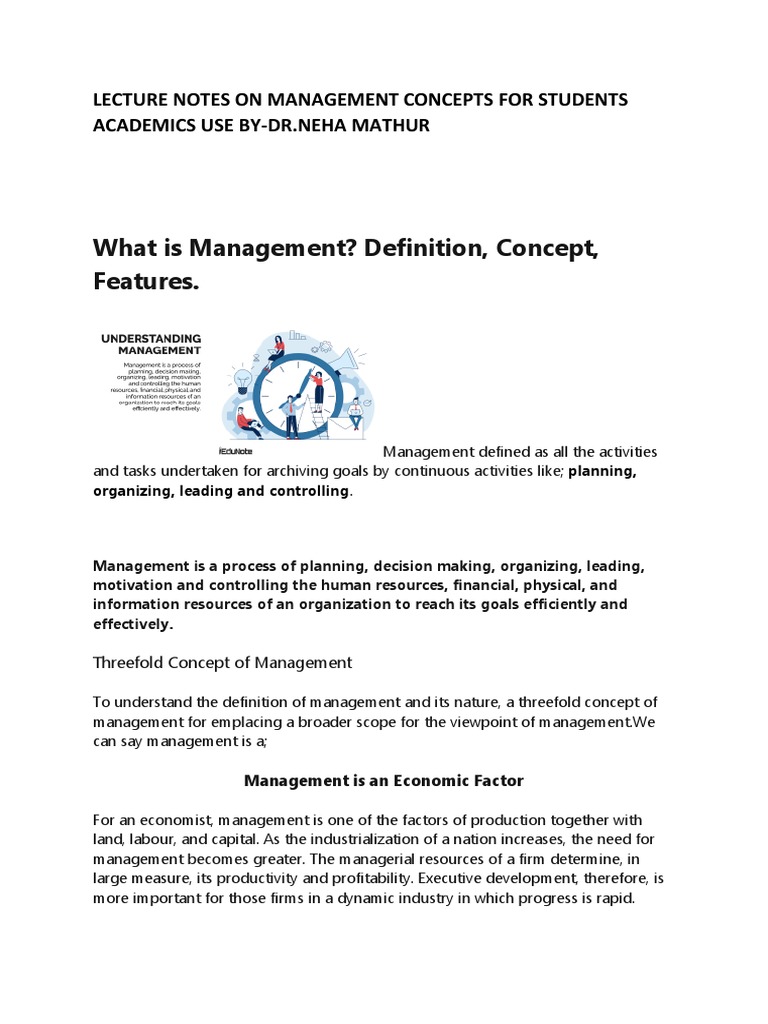 Management Concepts Notes by - DR - Neha Mathur Ma Am-1 | PDF | Human ...