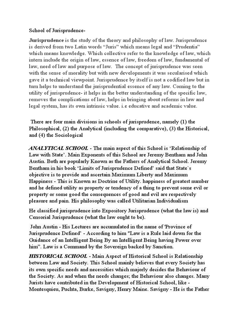 School of Jurisprudence - Notes | PDF