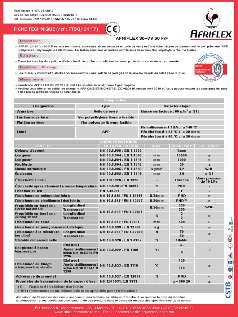 Fiche technique Afriflex 30 VV 60 F/F | PDF