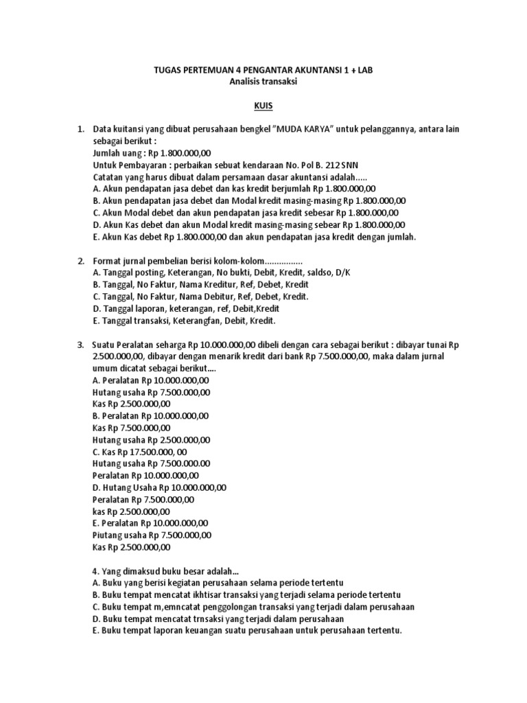 Tugas Pengantar Akuntansi Sesi 4 | PDF