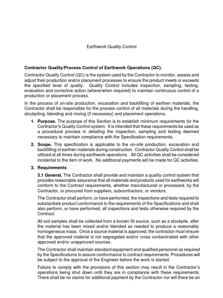 Earthwork Quality Control | PDF | Specification (Technical Standard ...