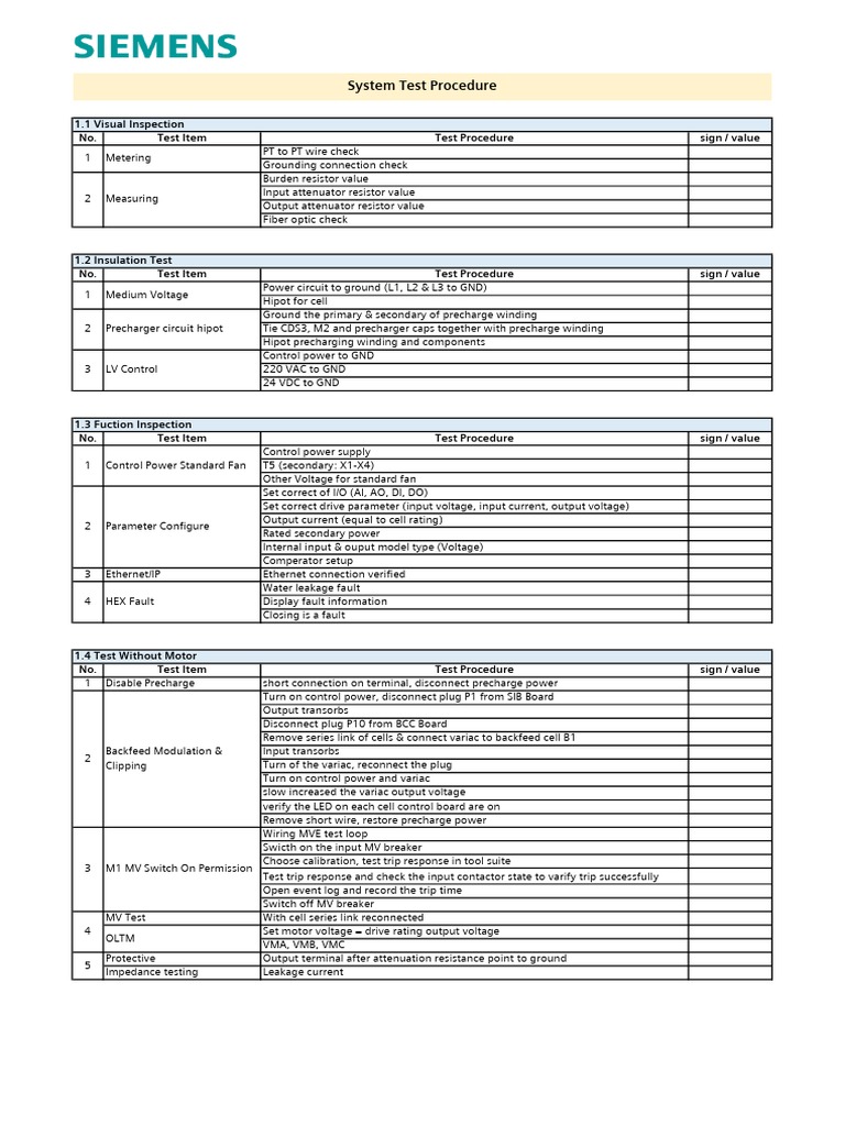 Itp Precedure Siemens | PDF | Switch | Manufactured Goods