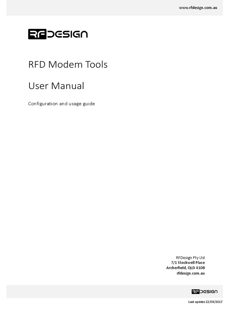 RFD Modem Tools Manual V1.1 | PDF | Modem | Booting