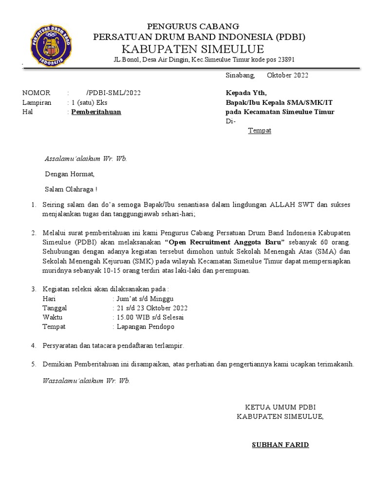 Surat Rekrutmen-1 | PDF