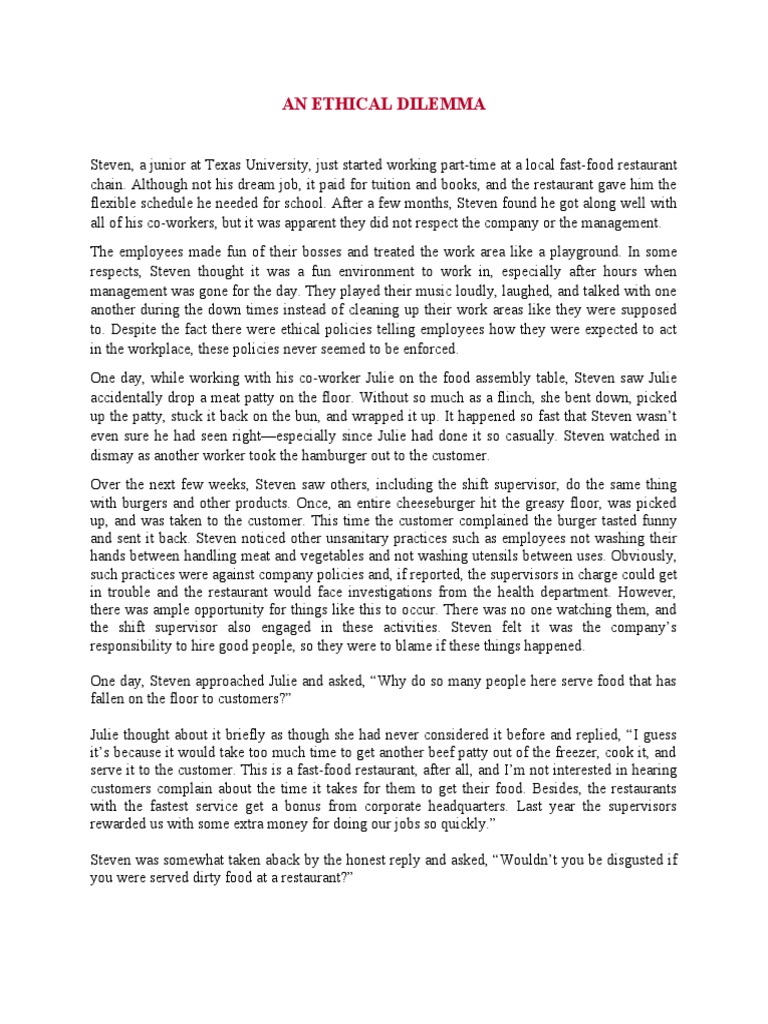 An Ethical Dilemma | PDF | Hamburgers