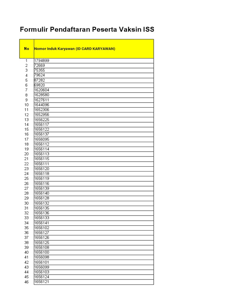 Template Form Pendaftaran Vaksin | PDF | Bisnis
