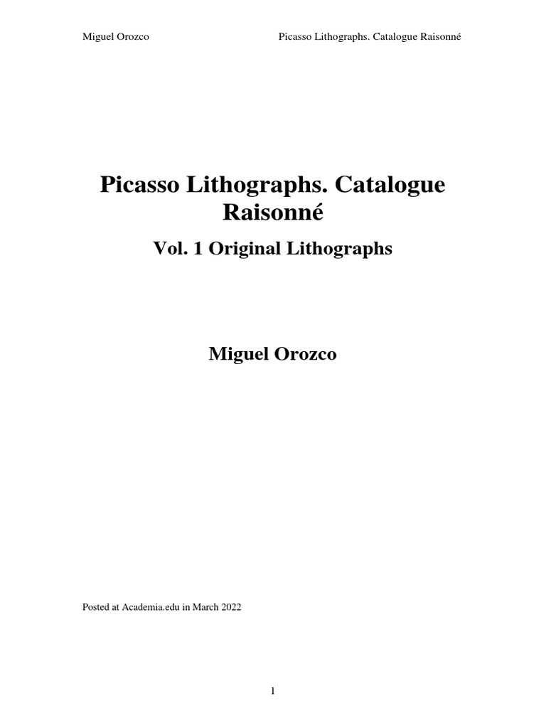 Picasso Lithographs Catalogue Raisonne V | PDF
