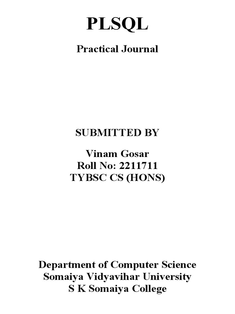 Vinamgosar 22117-11 PLSQL Journal | PDF | Control Flow | Software Engineering