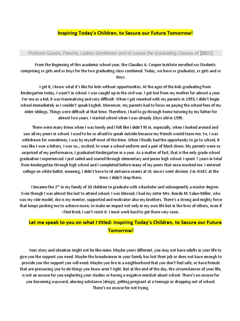 Inspiring Today For Our Children Future Tomorrow | PDF | Teachers | Schools