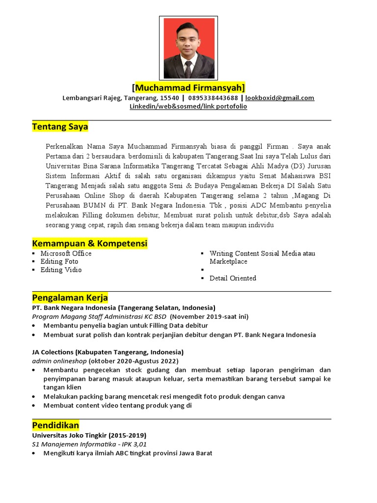 Contoh CV Fix | PDF