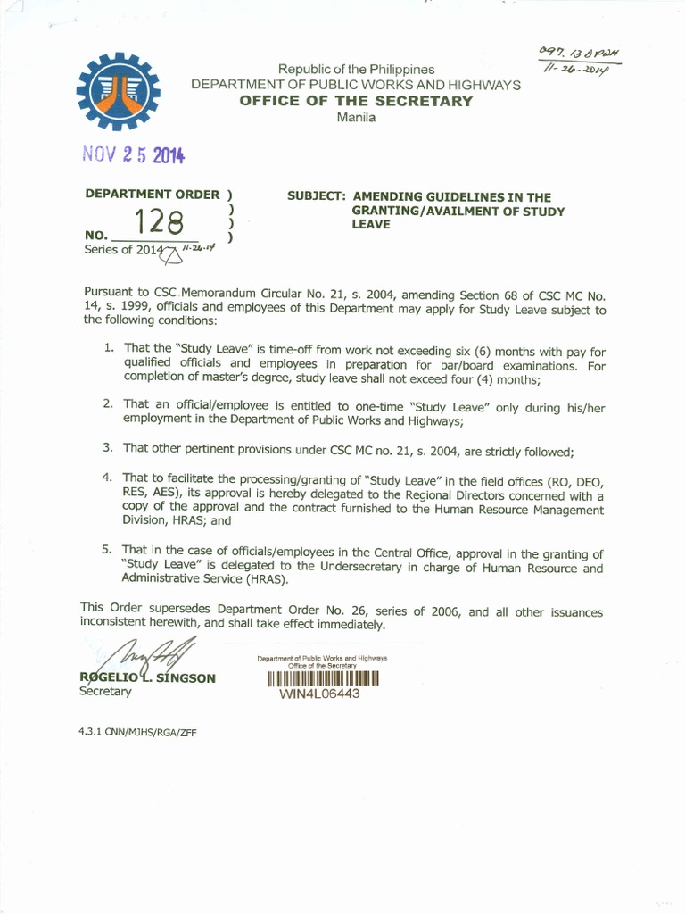 DO - 128 - S2014 Study Leave | PDF