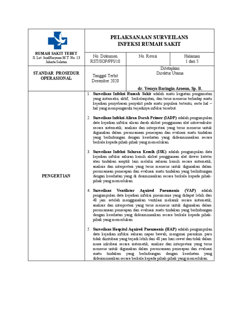 Spo Pelaksanaan Surveilans Infeksi Rumah Sakit | PDF