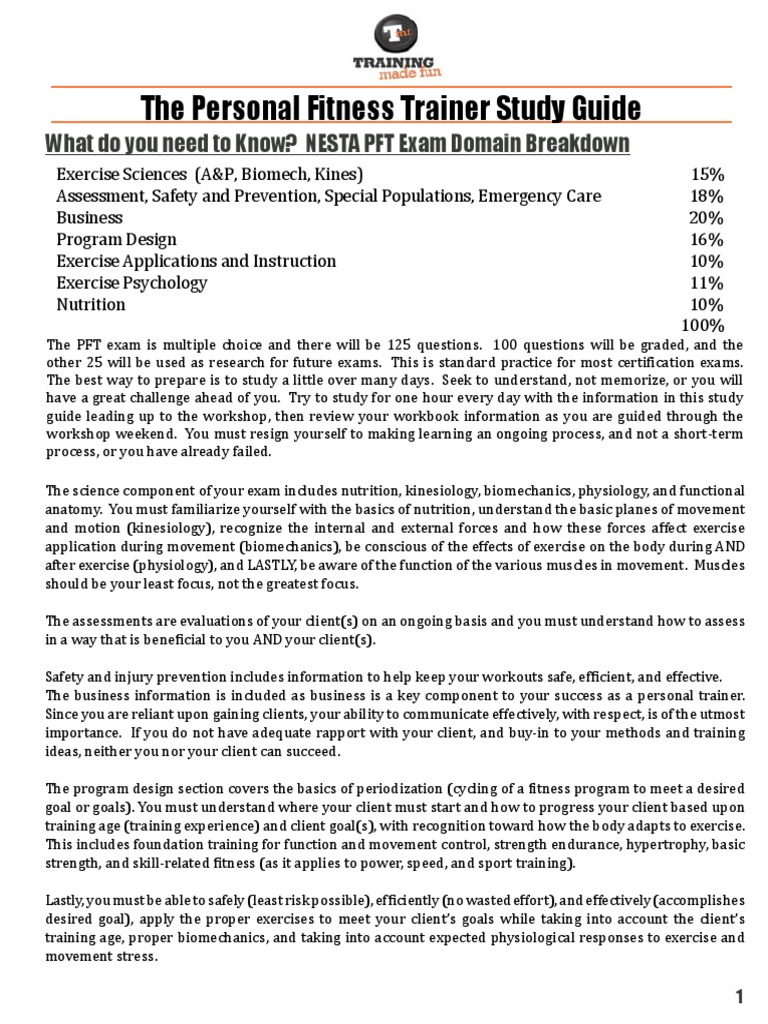 Personal Trainer Study Guide | PDF | Anatomical Terms Of Motion ...