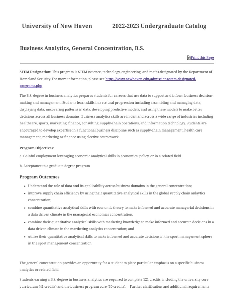 Program - Business Analytics, General Concentration, B.S. - University ...