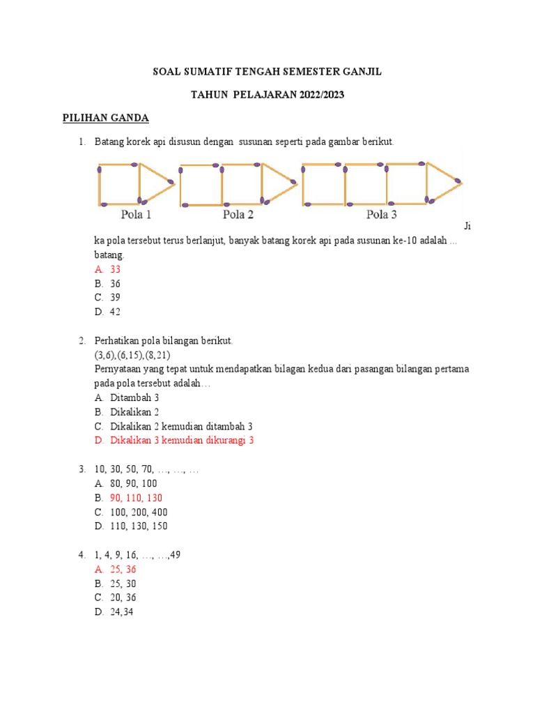 Soal Sumatif Tengah Semester Ganjil | PDF