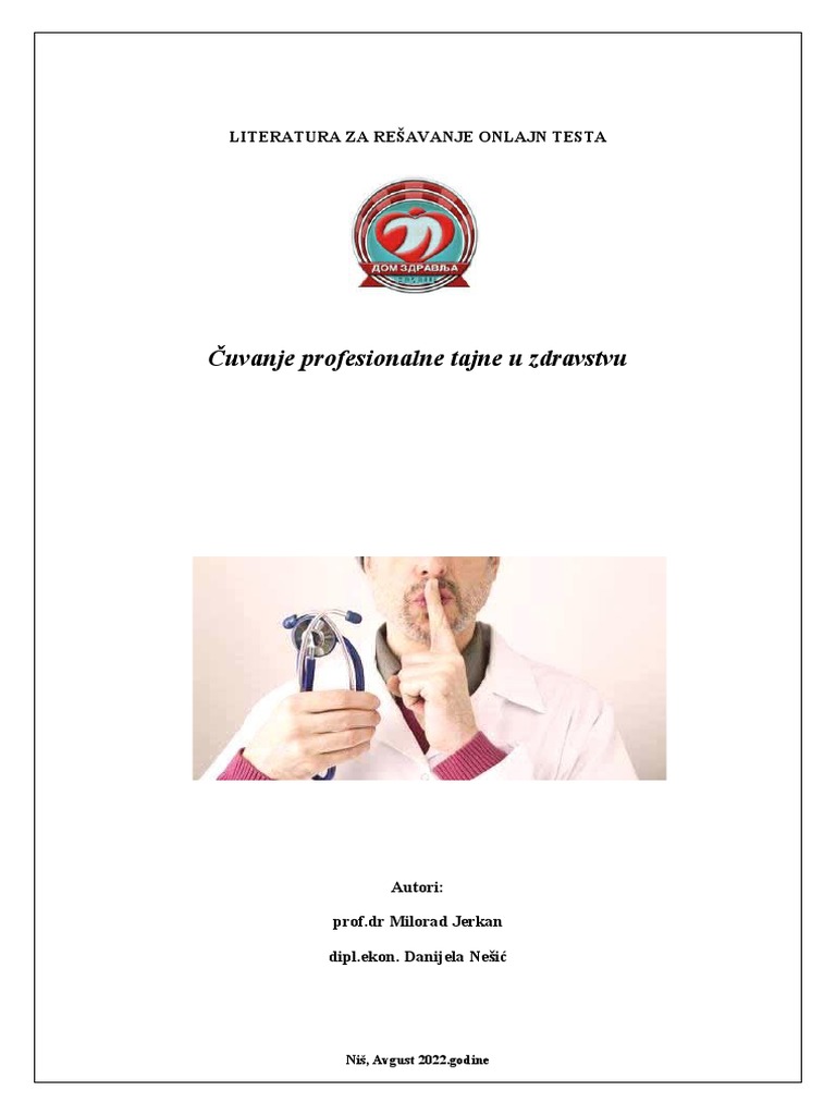 Cuvanje Profesionalne Tajne U Zdravstvu | PDF