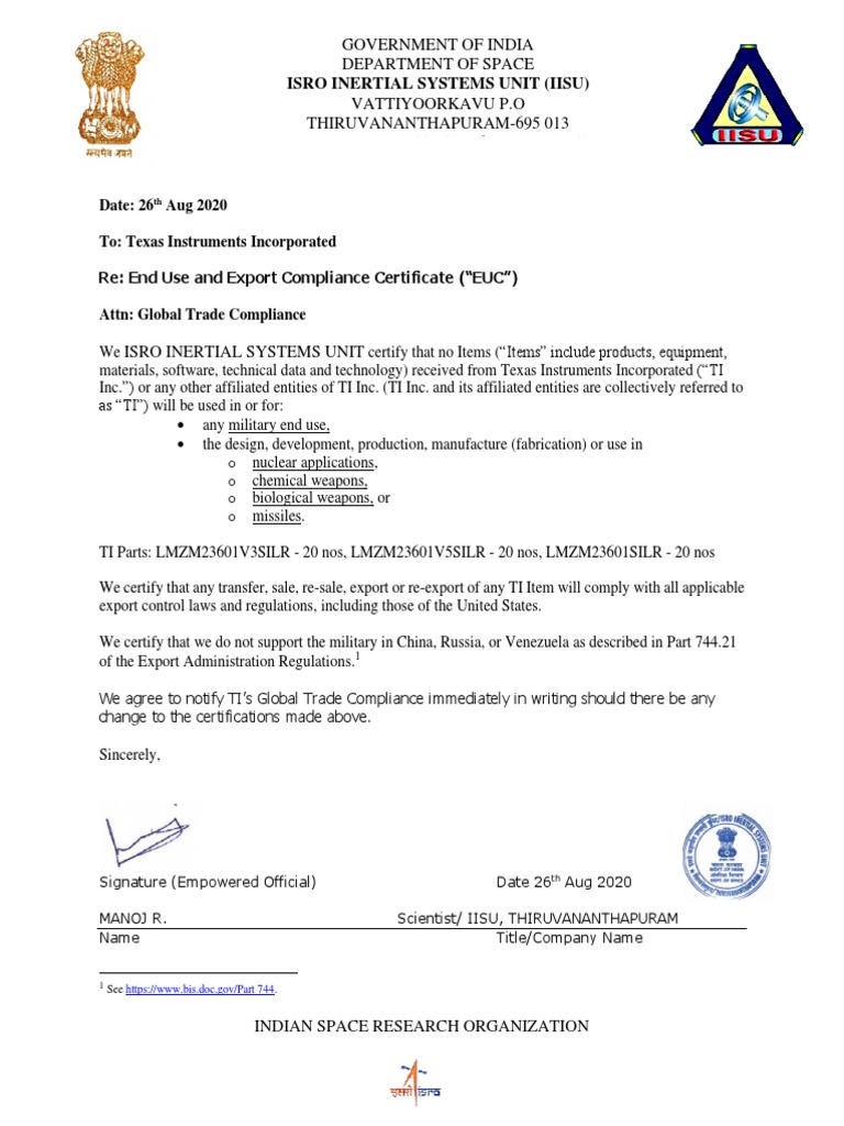 End User Statement - Filled - IISU - Letter - Head - Texas ...