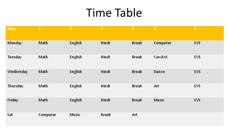 Time Table | PDF