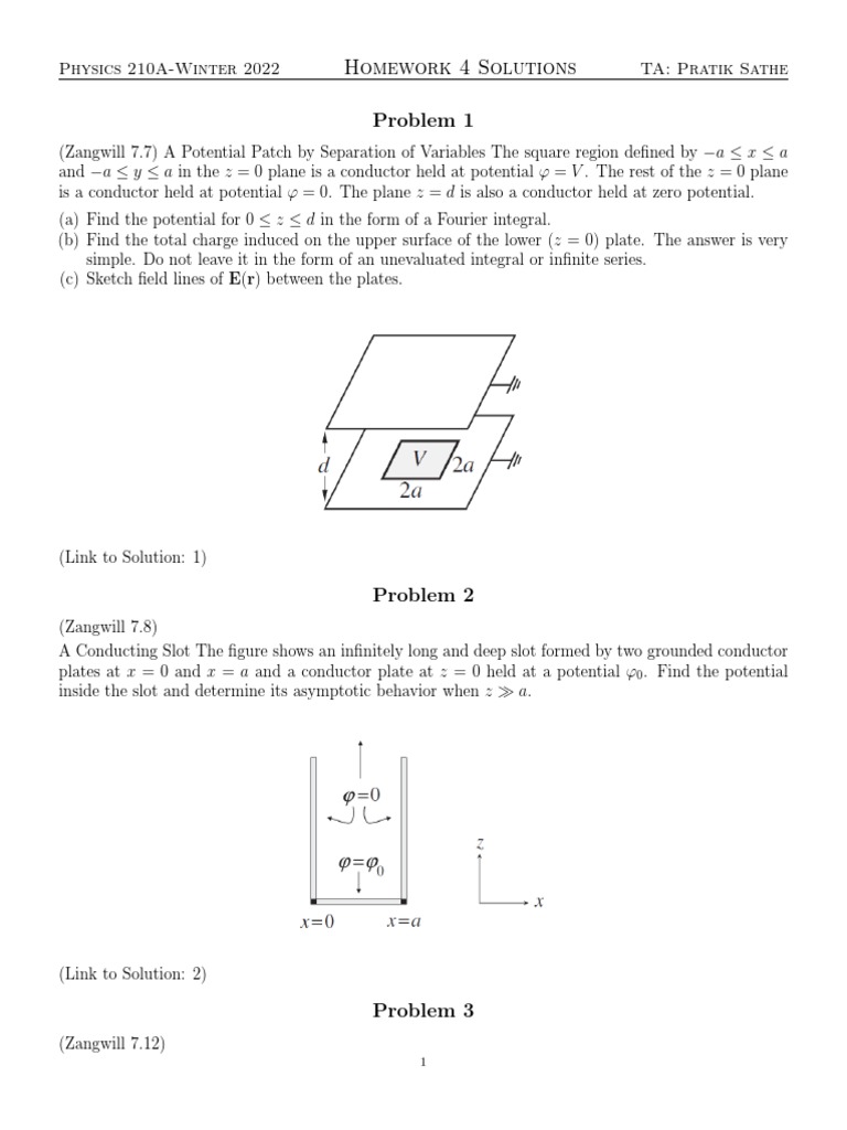 HW 4 Sol | PDF | Capacitance | Boundary Value Problem