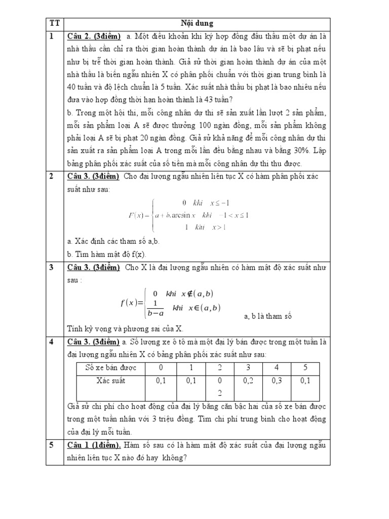 Bai Tap Chuong 2 XSTK | PDF