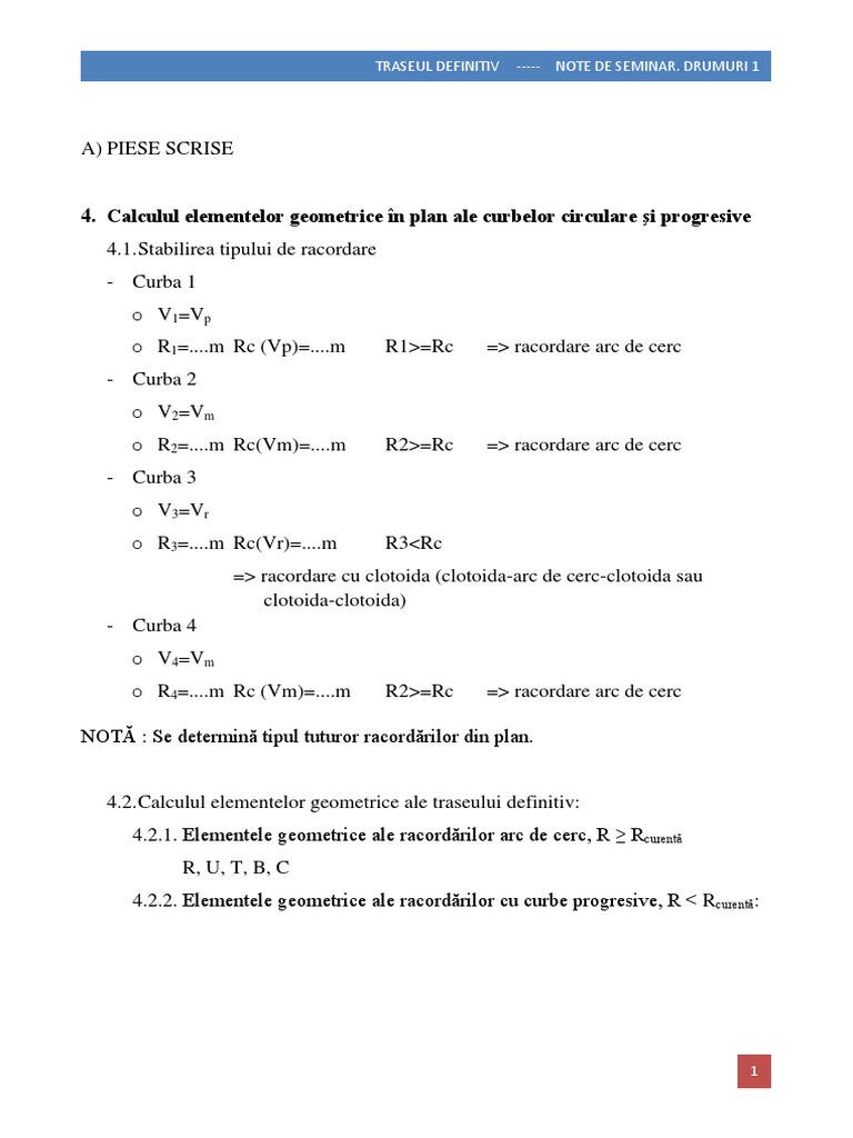 S5 - Structura Note de Calcul. Calculul Elementelor Geometrice in Plan ...