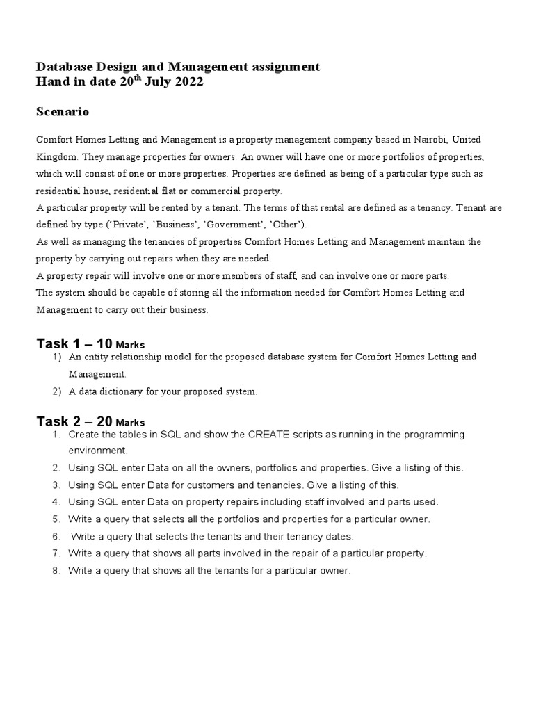 Databases Design and Management Assignment | PDF