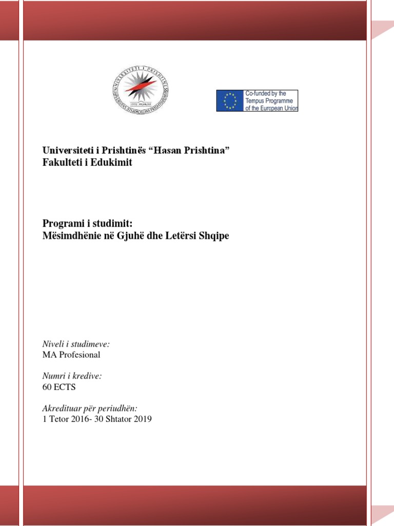 Universiteti I Prishtinës "Hasan Prishtina" Fakulteti I Edukimit | PDF