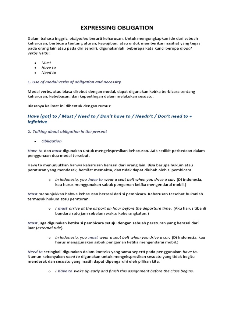 Expressing Obligation | PDF