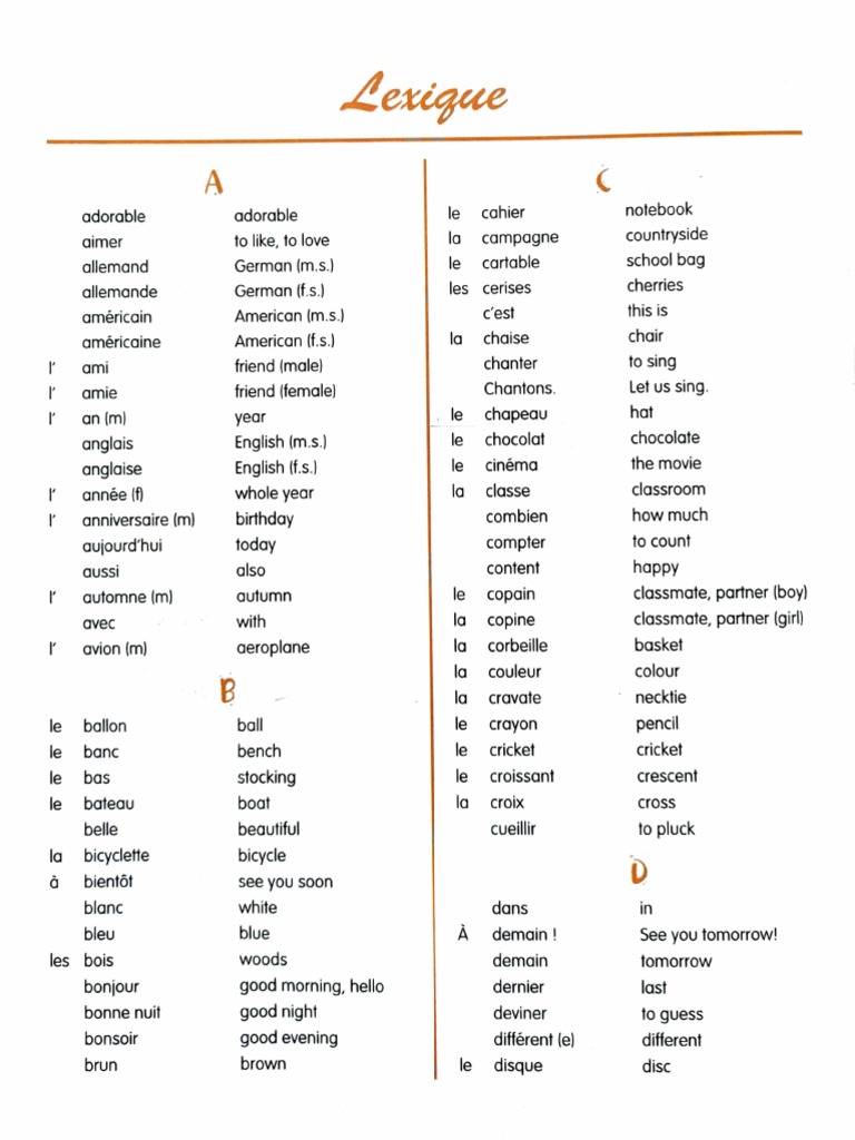 ALF 1 Vocabulary | PDF