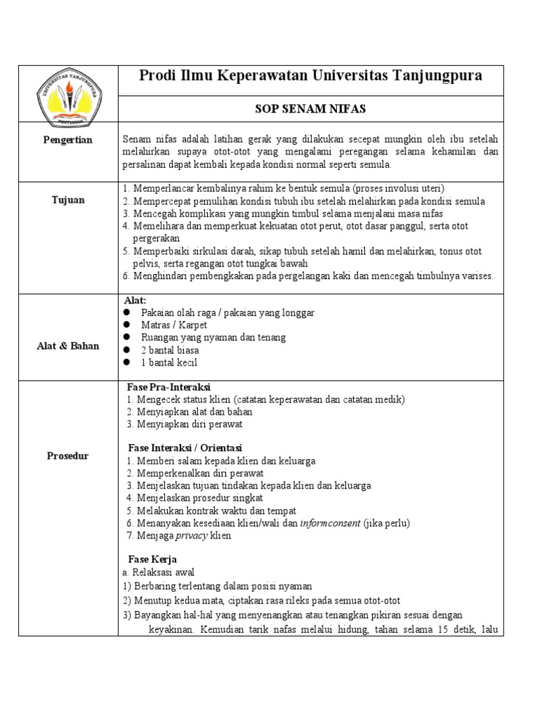 Sop Senam Nifas | PDF