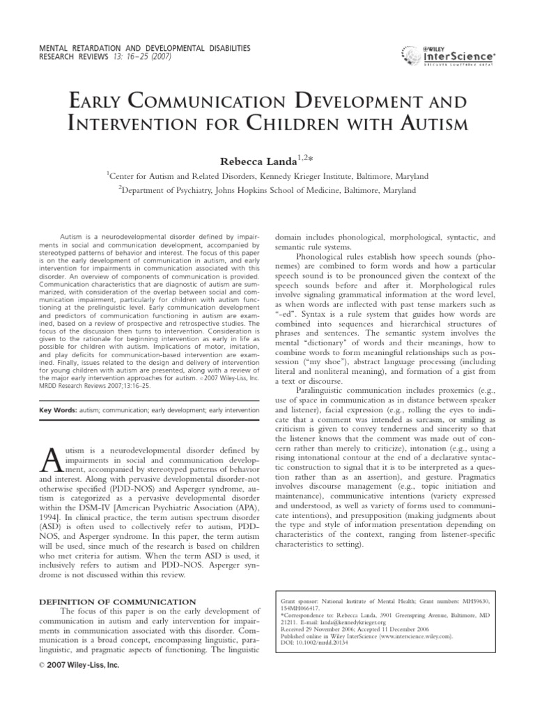 Early Intervention and Communication in Autism | PDF | Autism | Imitation