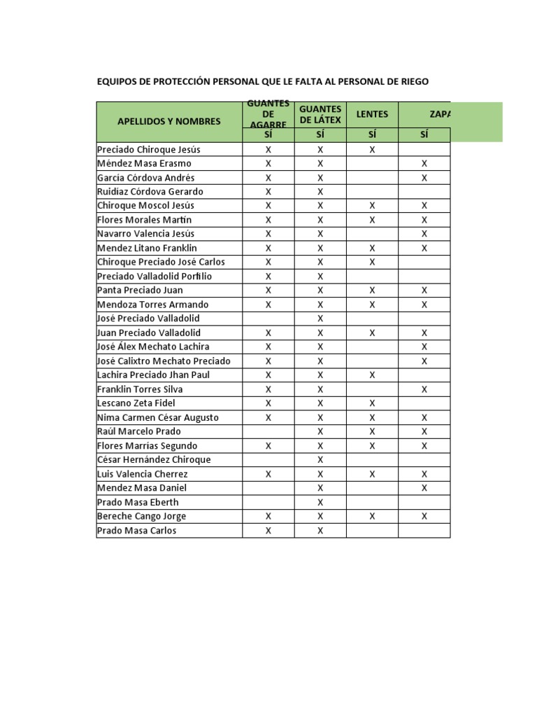 EPP Requerido para El Personal de Riego | PDF